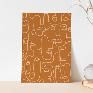 Connected Line Faces Art Print | Human Faces Line Art | Minimal ...