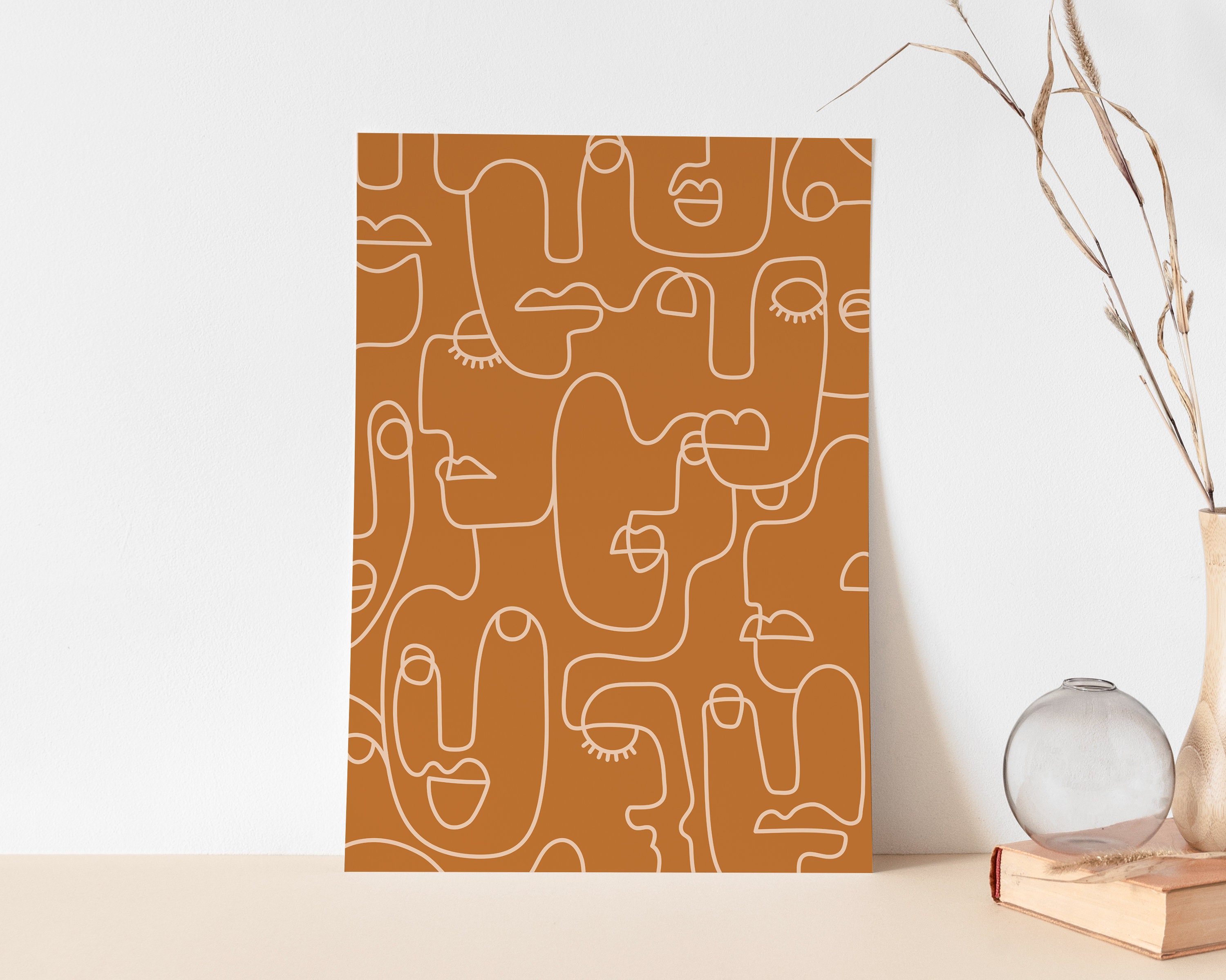 Connected Line Faces Art Print Human Faces Line Art | Etsy