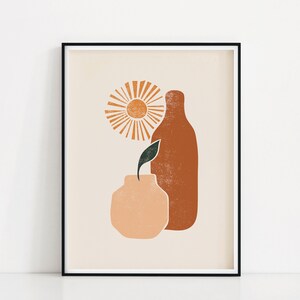 Sun Still Life Art Print | Minimal Terra Poster | Terracotta Wall Art ...