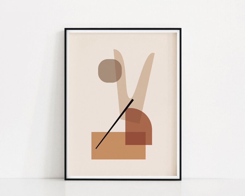 Warm Color Art Set of 3 Prints | Geometric Shapes Gallery Wall Bundle ...