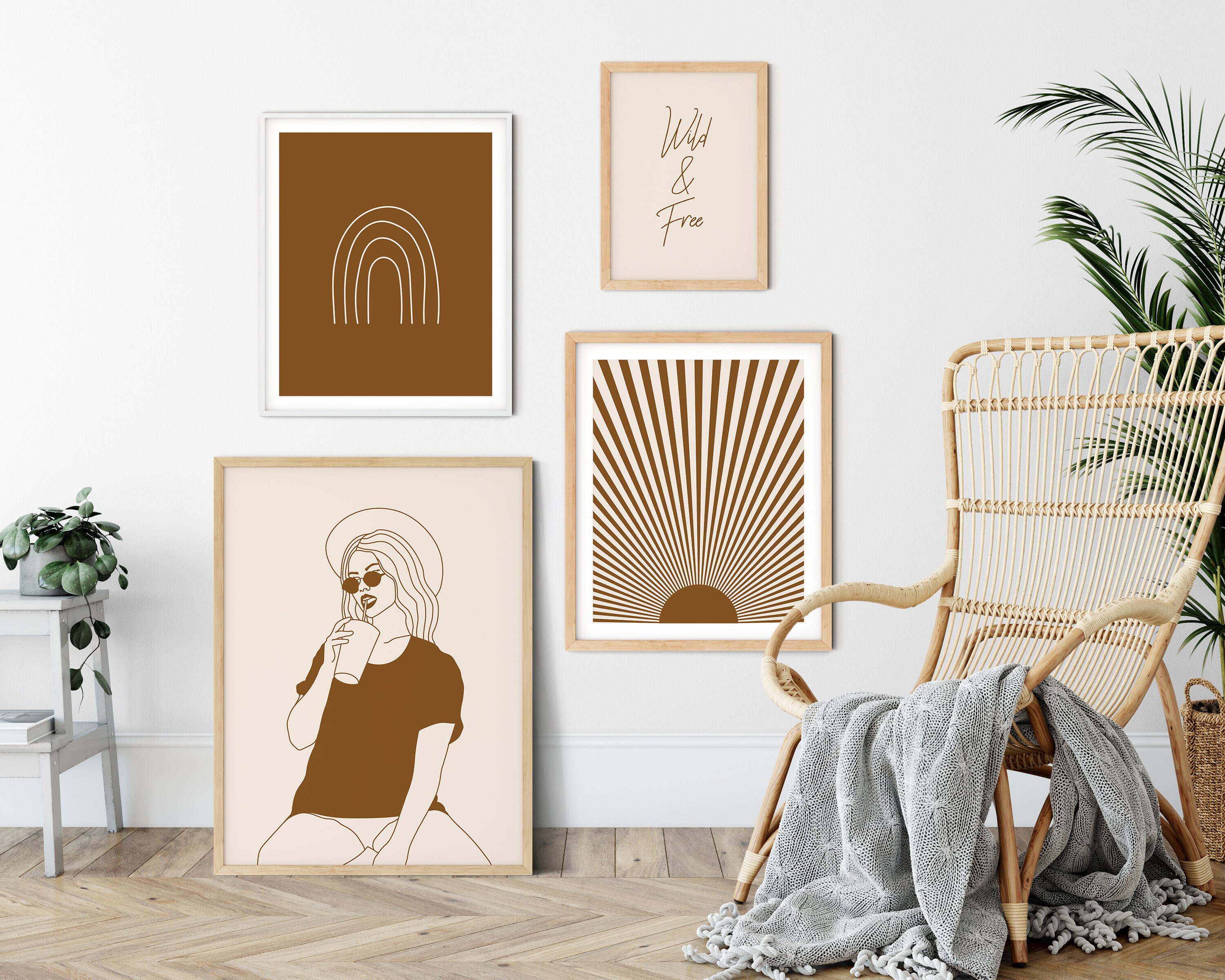 Brown Rainbow Art Print Minimalist Rainbow Poster Abstract - Etsy