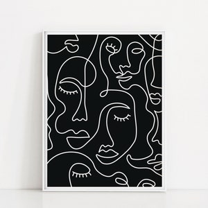One Line Faces Art Print | Female Face Line Illustration | Continuous ...