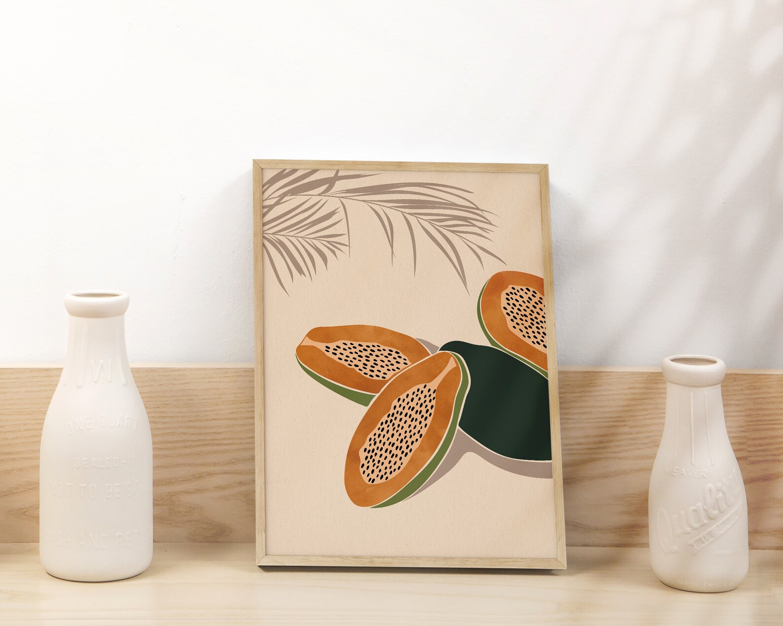 Papaya Art Print | Fruit Illustration | Tropical Fruit Drawing ...