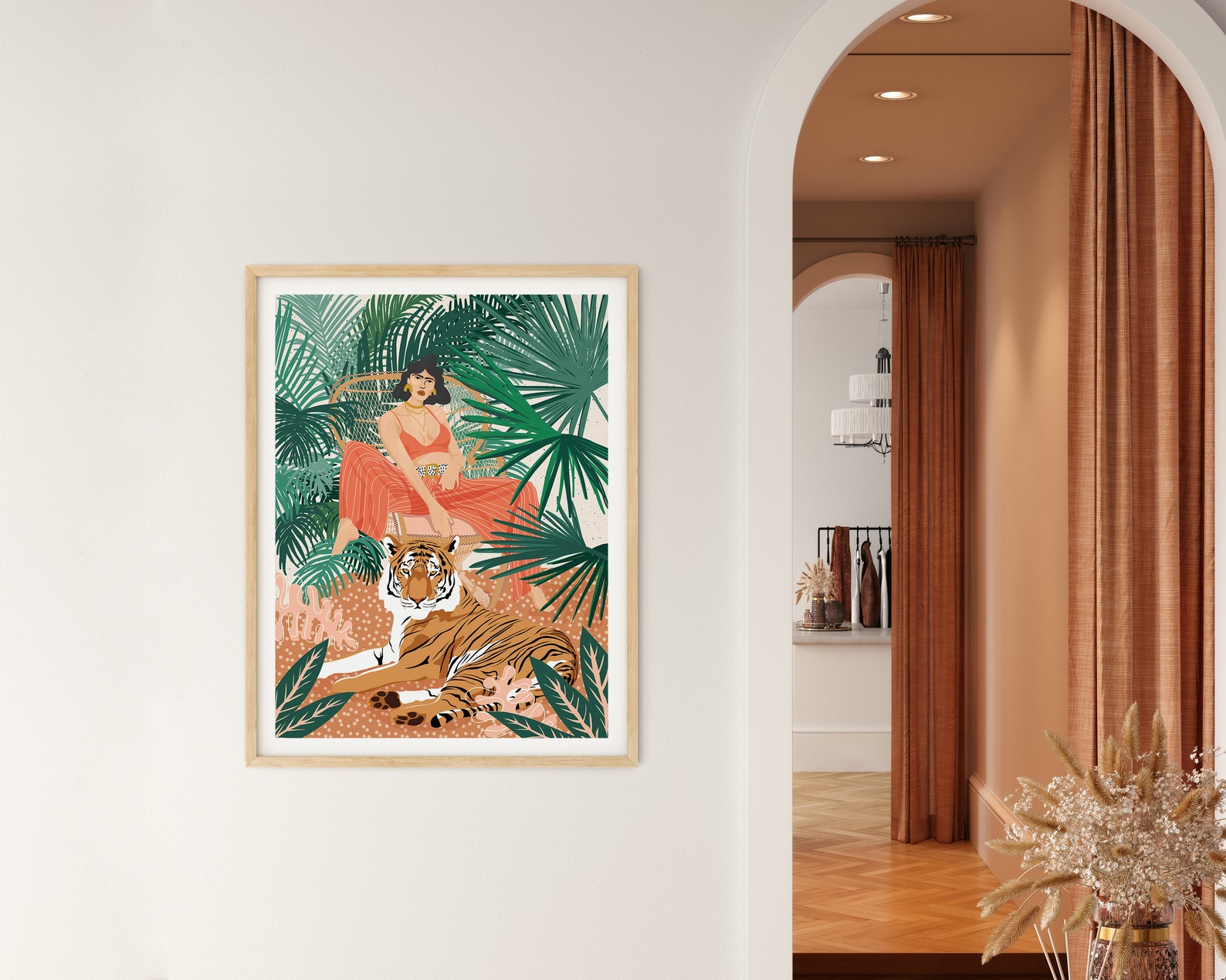 Tiger Woman Art Print Big Cat Poster Empowered Female | Etsy