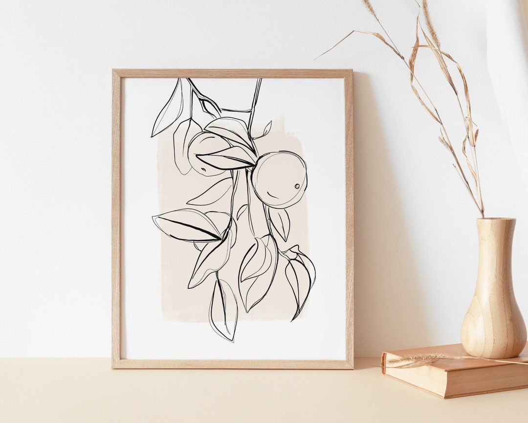 Orange Tree Line Art Print | Neutral Oranges Poster | Modern Line ...