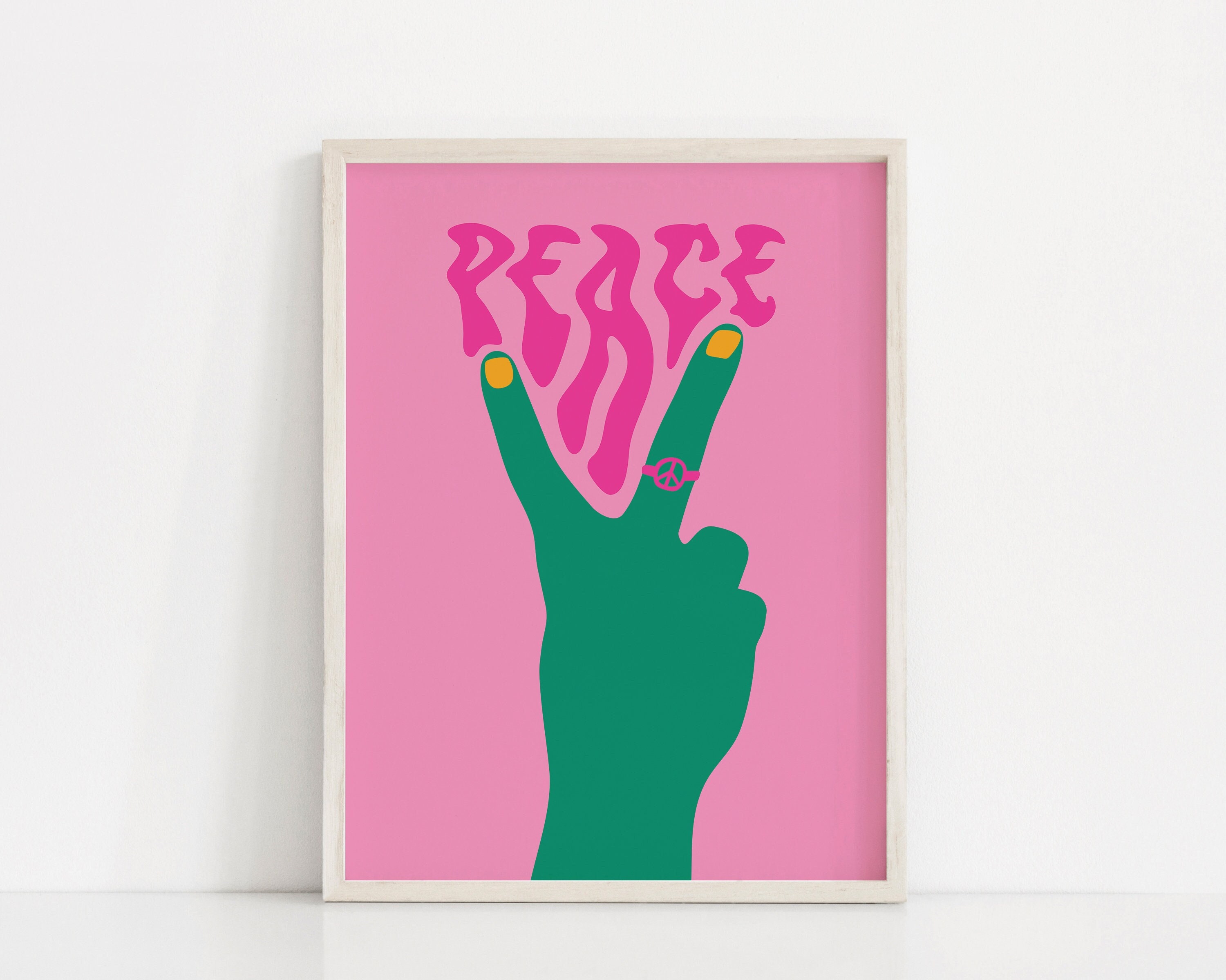 Peace Sign Fingers Art Print Hippie Hand Gesture Poster - Etsy