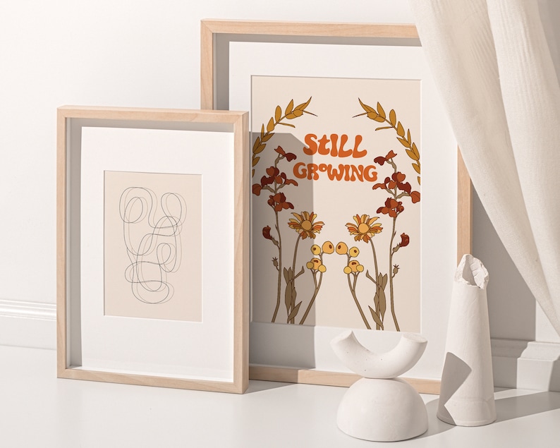 Still Growing Quote Art Print 1970s Typographic Art Retro - Etsy
