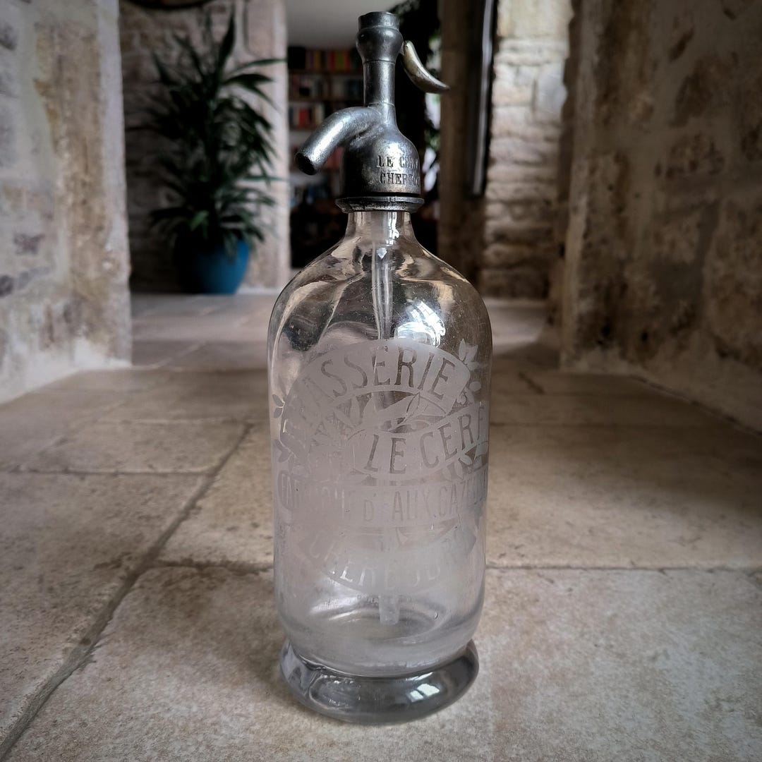 Stunning, Antique, French, Spiral Fluted, Clear Glass, Soda Syphon ...