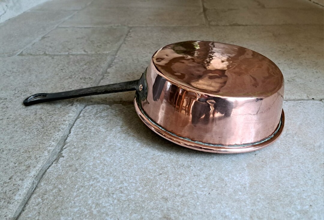 Beautiful, Small, Handmade, Antique, Roll-top, French Copper Saucepan With Iron Handle and ...