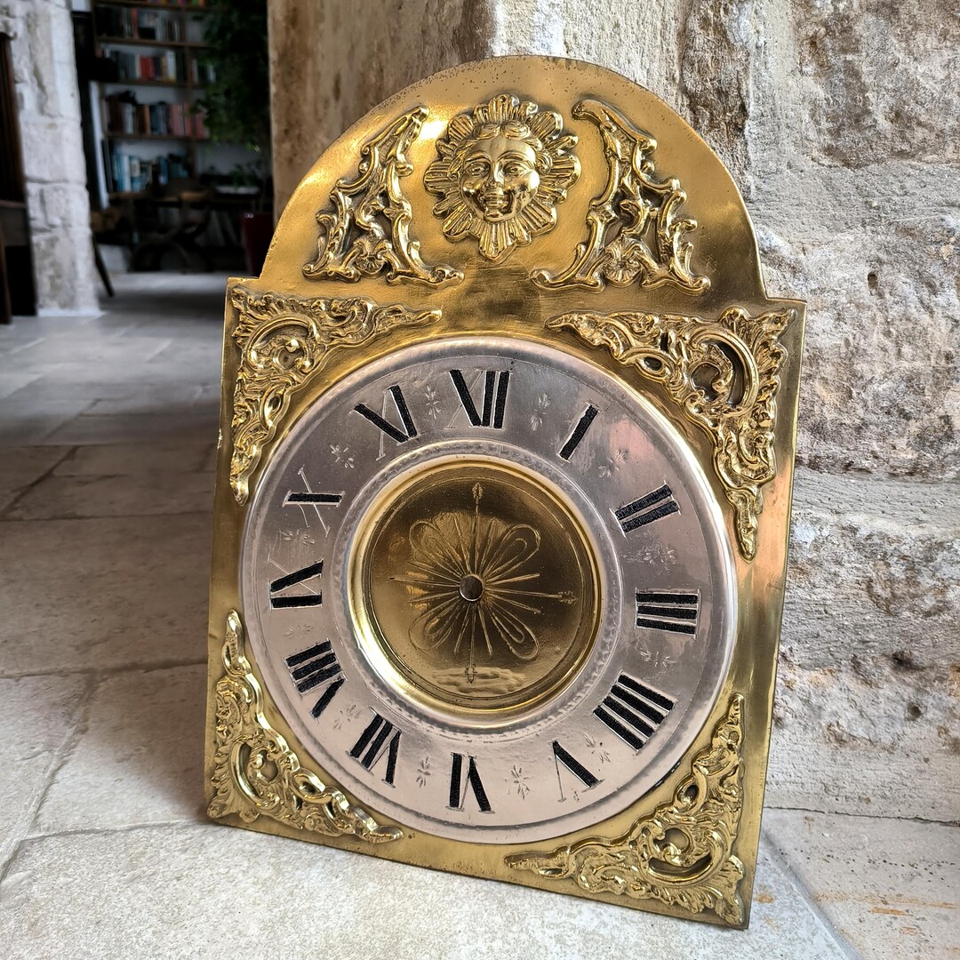 Beautiful, Vintage, French, Brass, Long Case, Clock Face. Circa 1940's ...