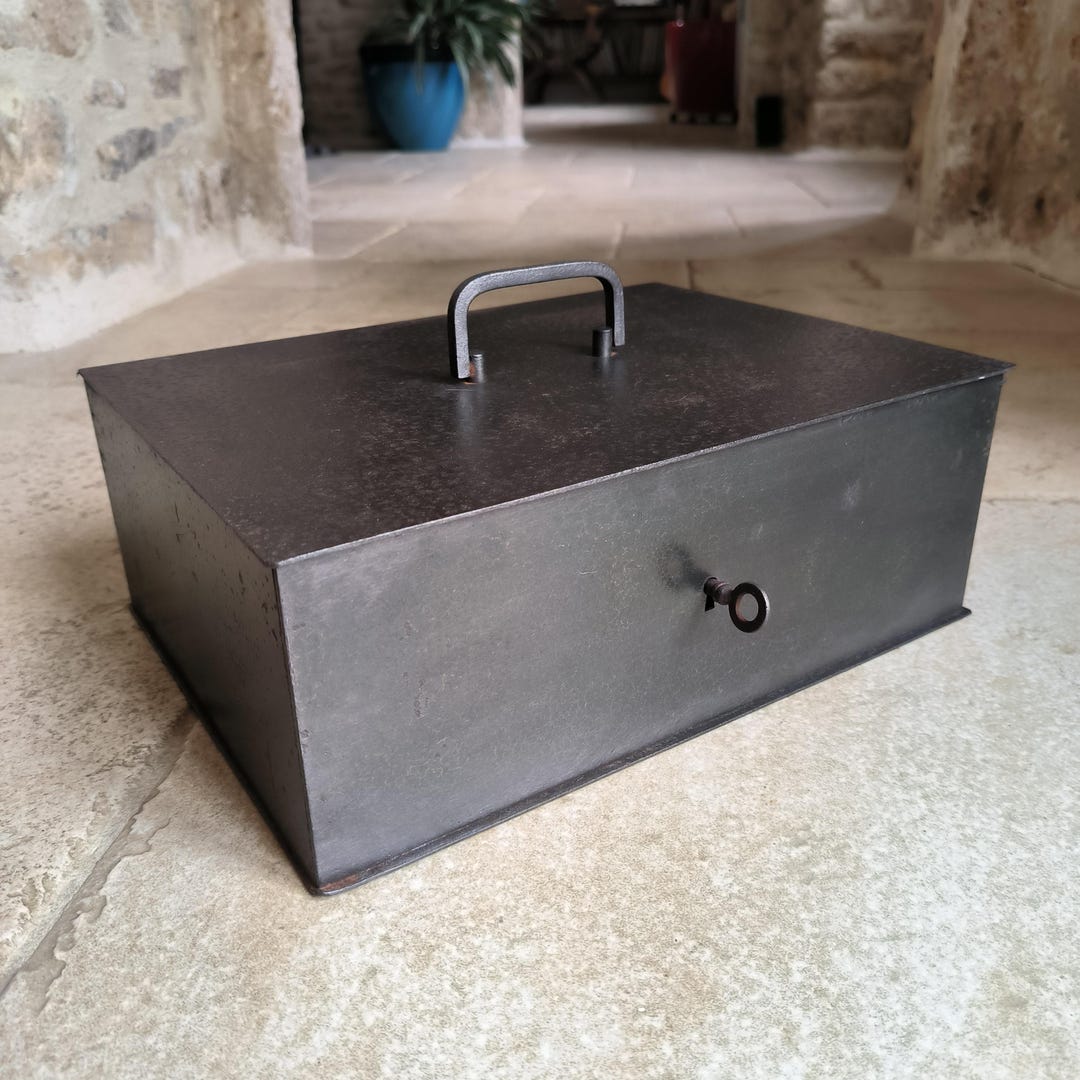 Wonderful, Very Solid, Large, Heavy, Vintage, French, Iron Cash Box ...