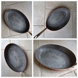 Beautiful, Large, Vintage, French, Copper Oval Fish Pan / Sauté Frying ...