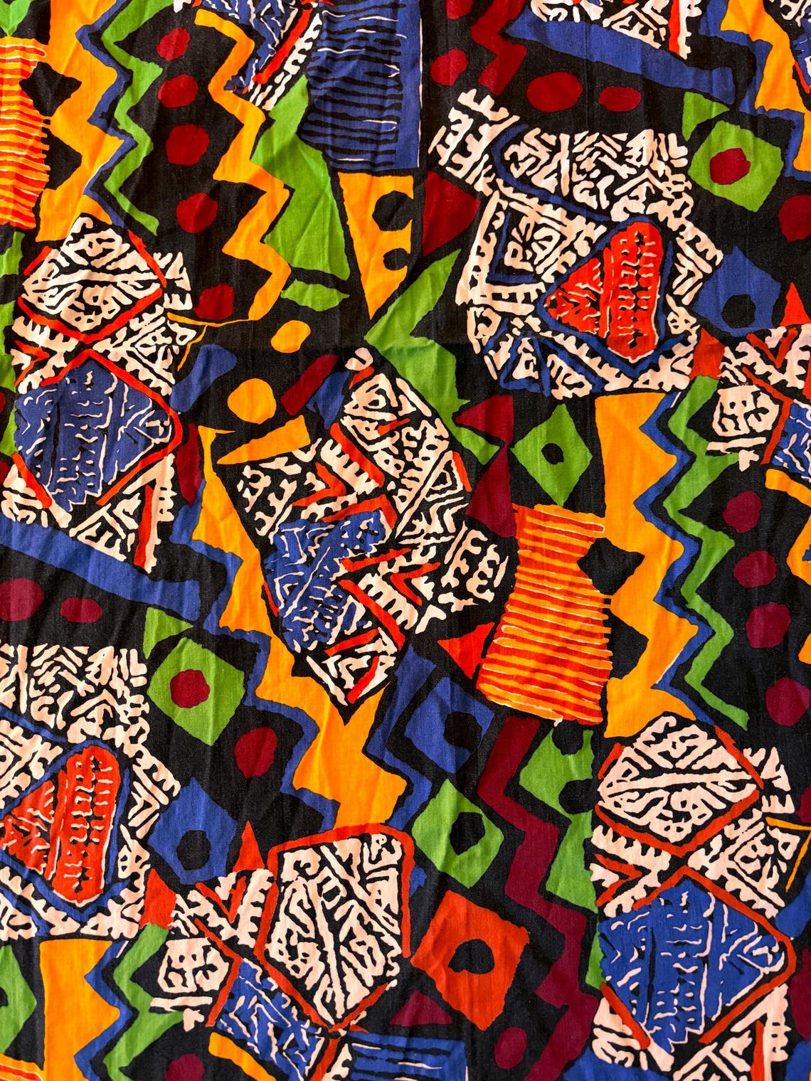 Vintage Fabric Funky 90s Style Geometric Print - Etsy