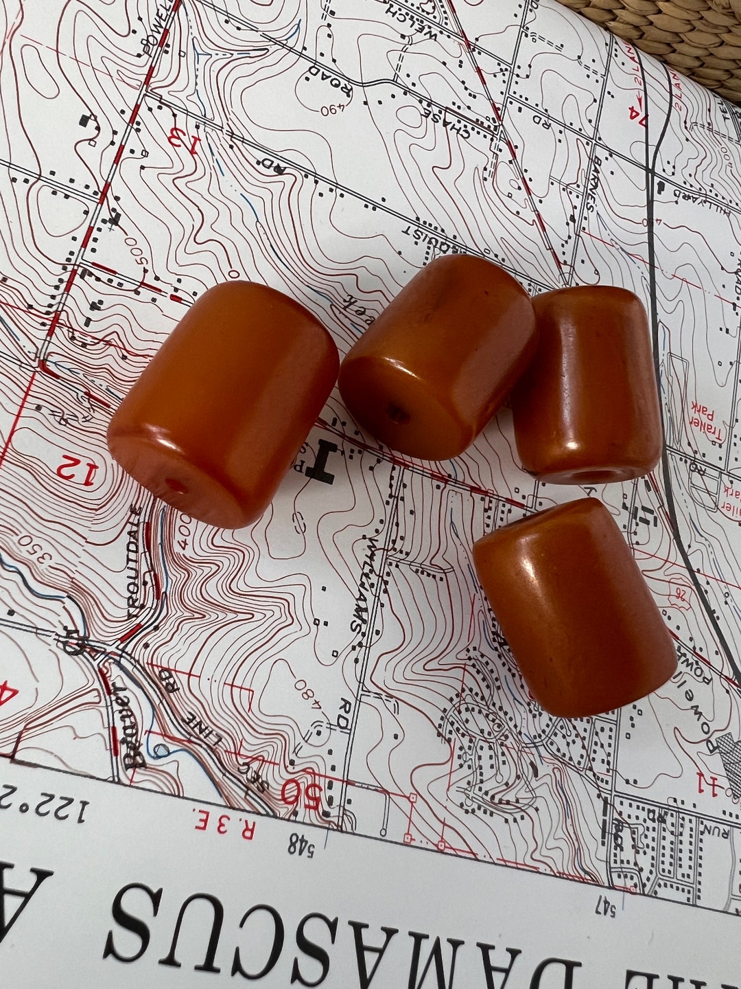 Vintage Butterscotch Bakelite Barrel Beads - Etsy