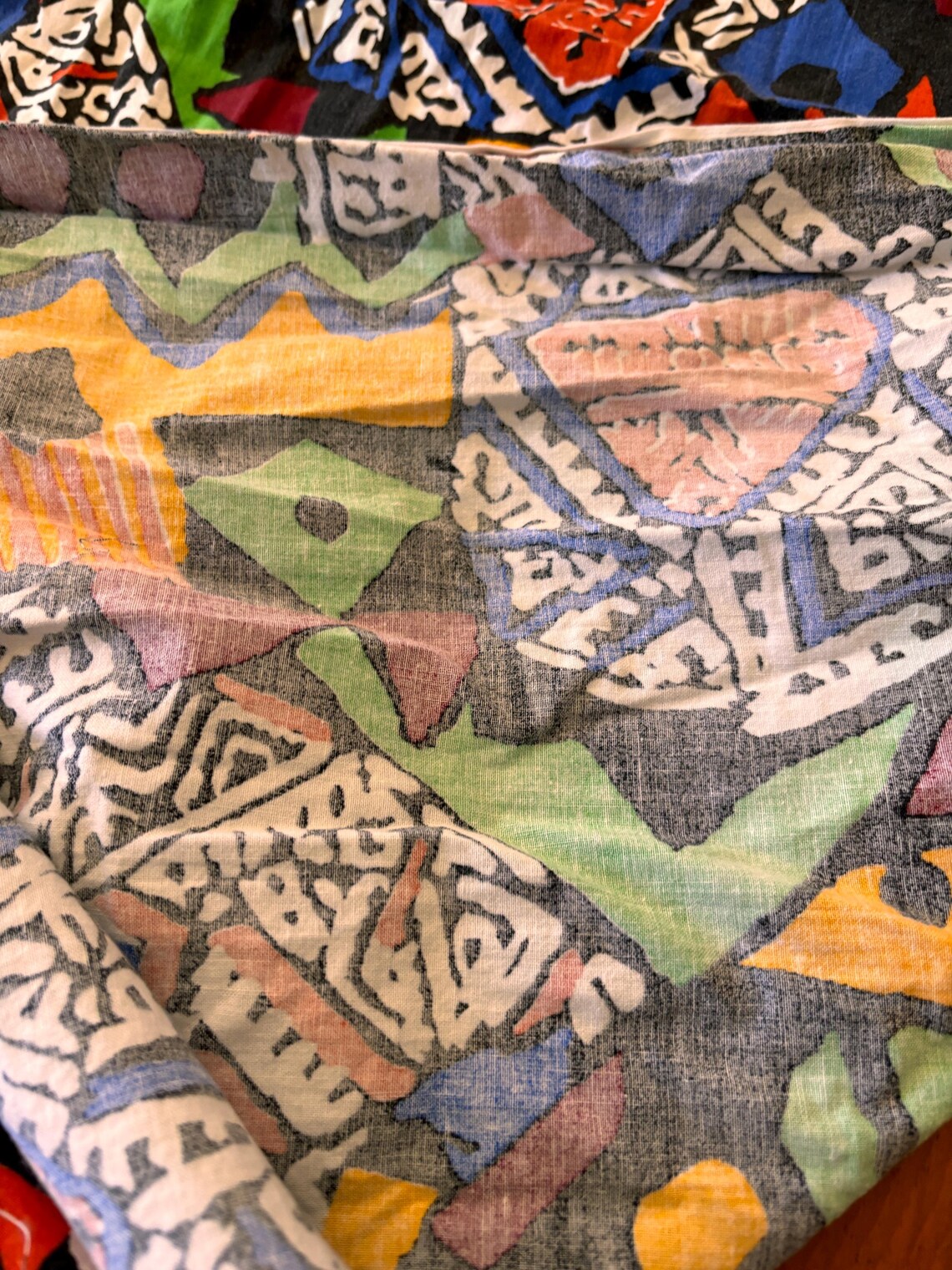 Vintage Fabric Funky 90s Style Geometric Print - Etsy