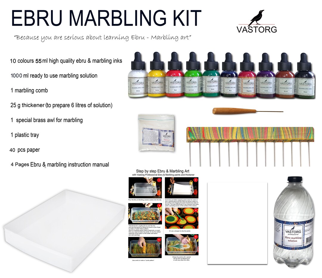 Starter Marbling Kit, 10 Colours, Artist Quality. - Etsy