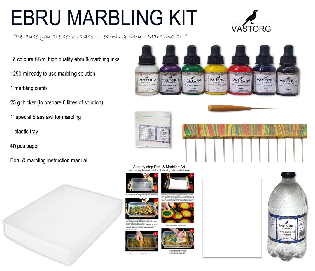 Starter Marbling Kit 7 Colours Ebru Kit Artist Quality. - Etsy