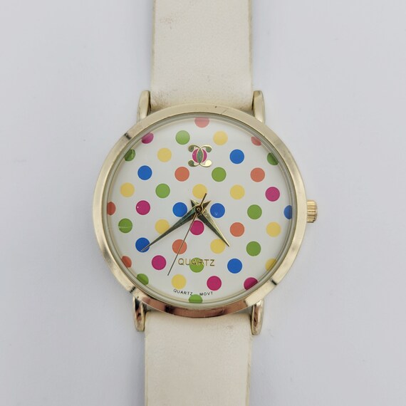 Vintage Double C Brand Silver Tone White & Rainbow Polka Dot | Etsy