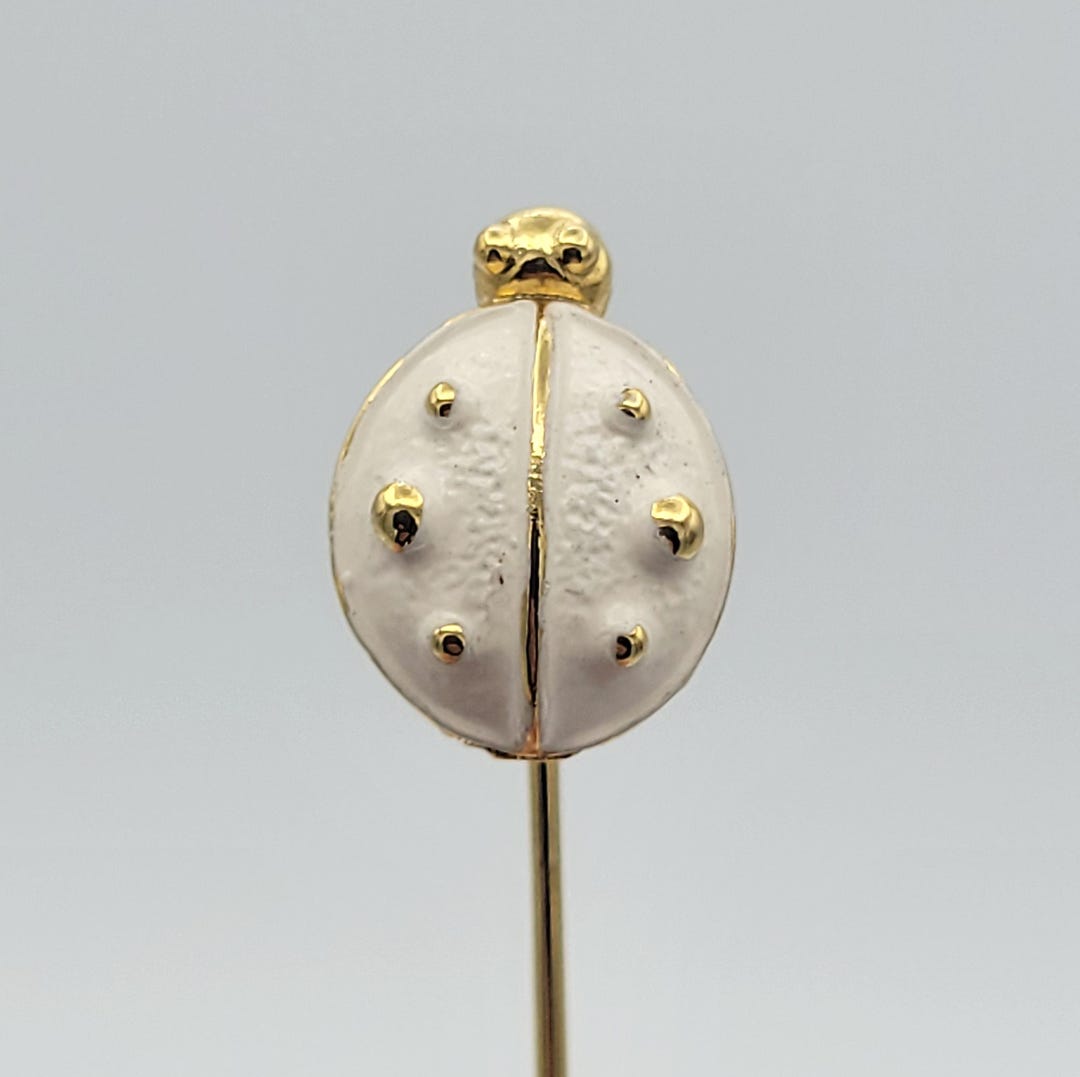 Vintage Gold Tone & White Enamel Ladybug Stick Pin Costume Jewelry ...