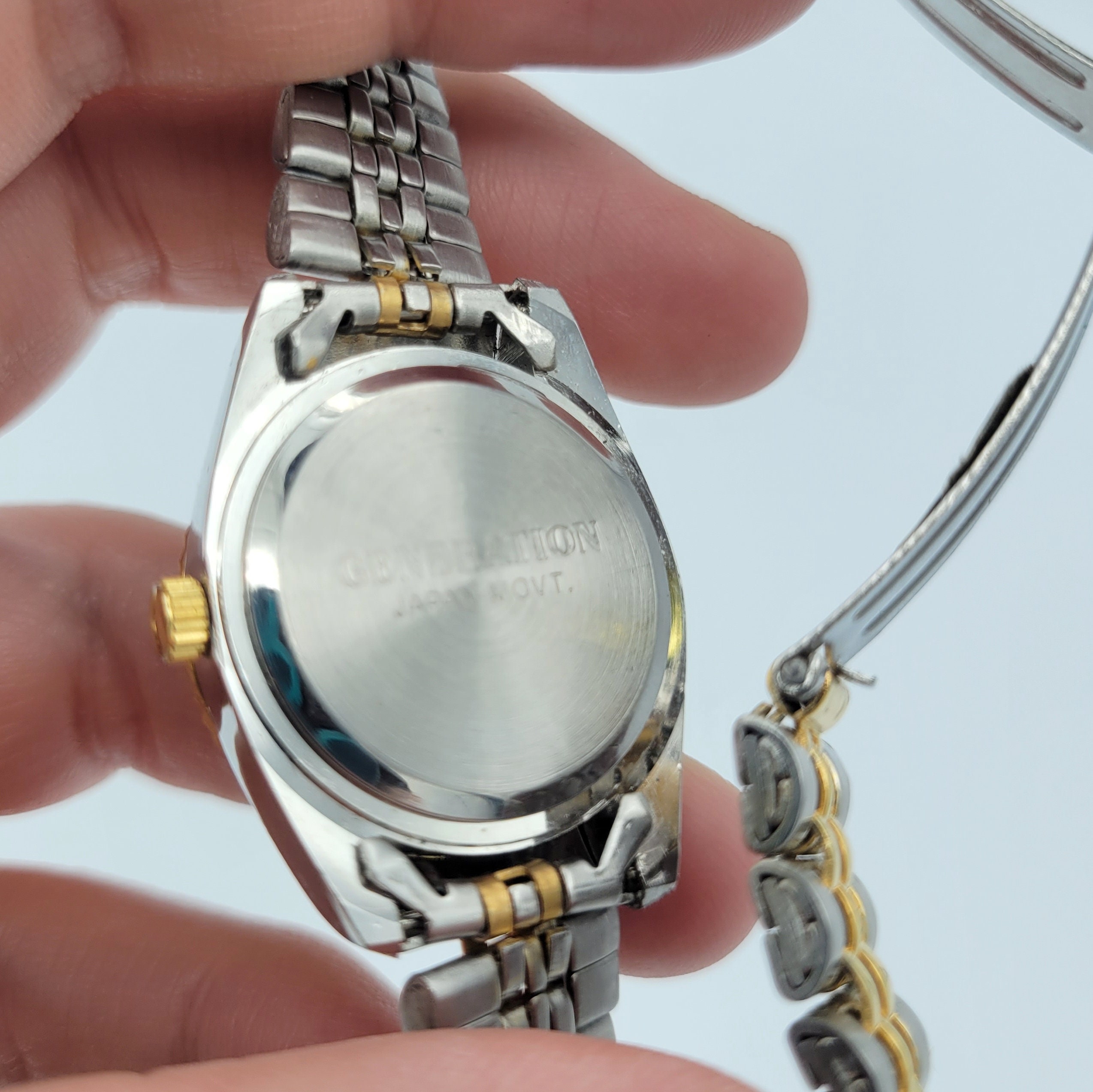 Generation Diamond Quartz Two Tone Round Ladies Watch with Deployment ...