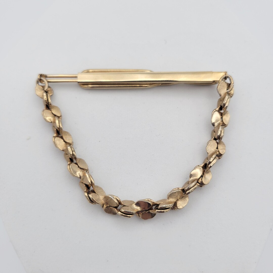 Vintage 1970s Gold Tone Tie Clip With Nugget Style Chain Costume Suit ...