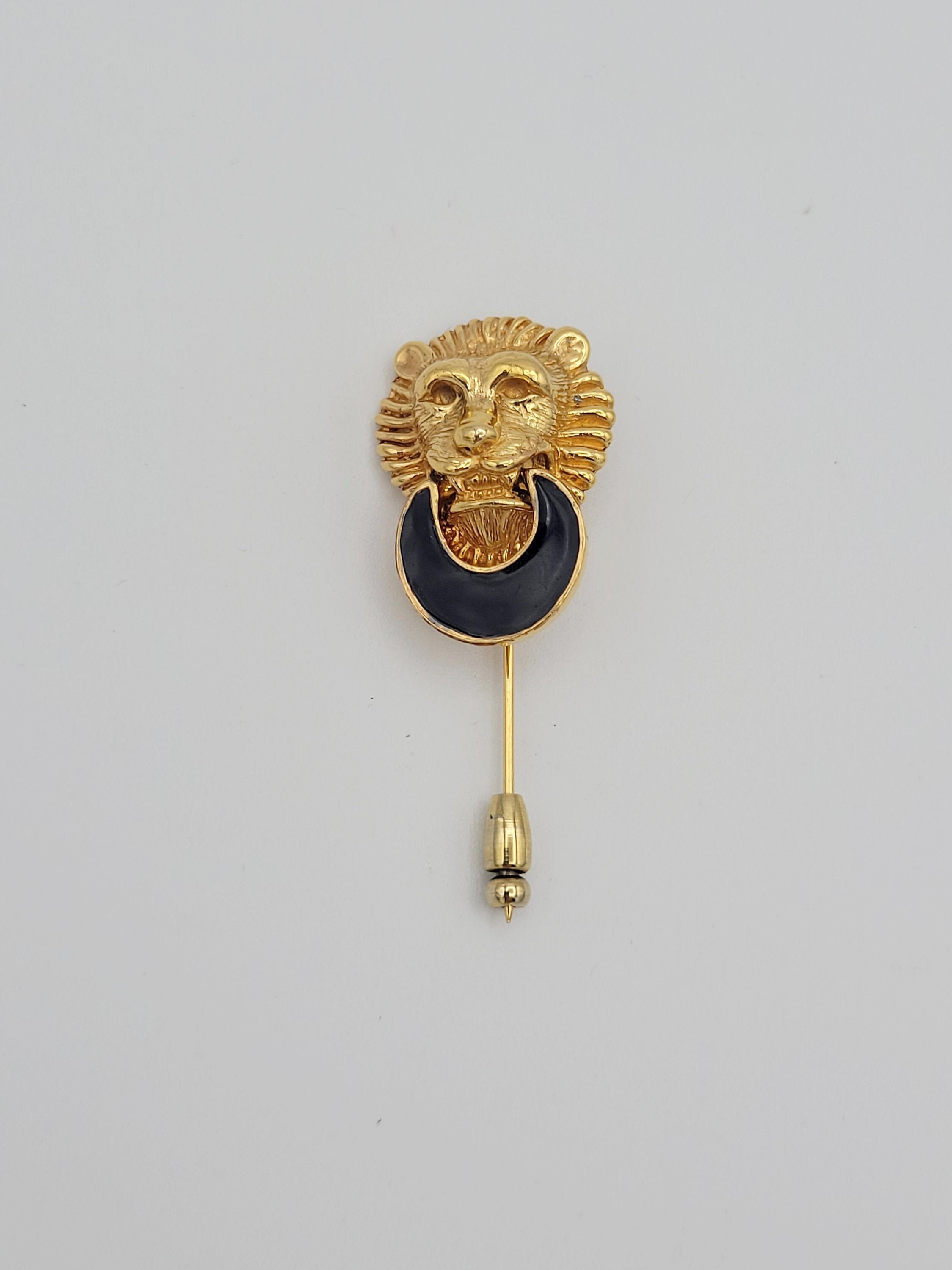 Vintage Monet Gold Tone Lion Door Knocker Stick Pin Brooch Costume ...
