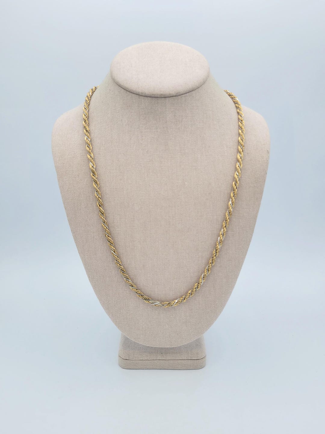 Vintage 1990s Trifari 24" Two Tone Rope Chain Necklace Costume Jewelry Ladies Retro Statement ...
