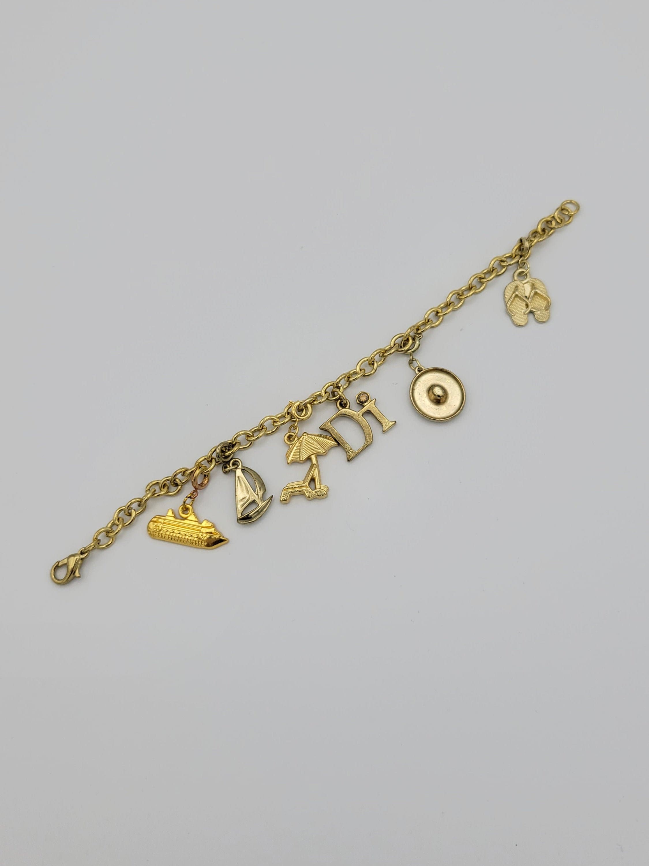 Vintage Di Diamonds International Gold Tone Charm Bracelet Costume ...