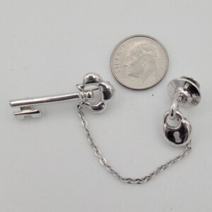 Vintage NEW RARE Monet Silver Tone Lock & Skeleton Key Sweetheart Pin ...