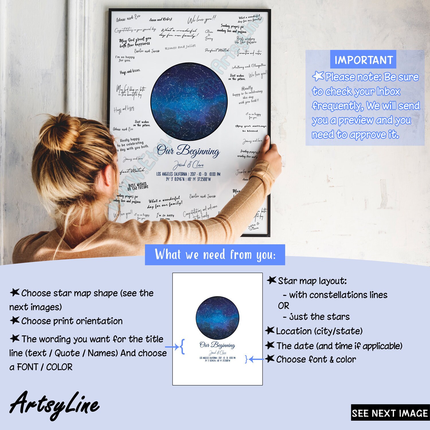 Star Map Constellation Guest Book Wedding Guest Book Custom | Etsy