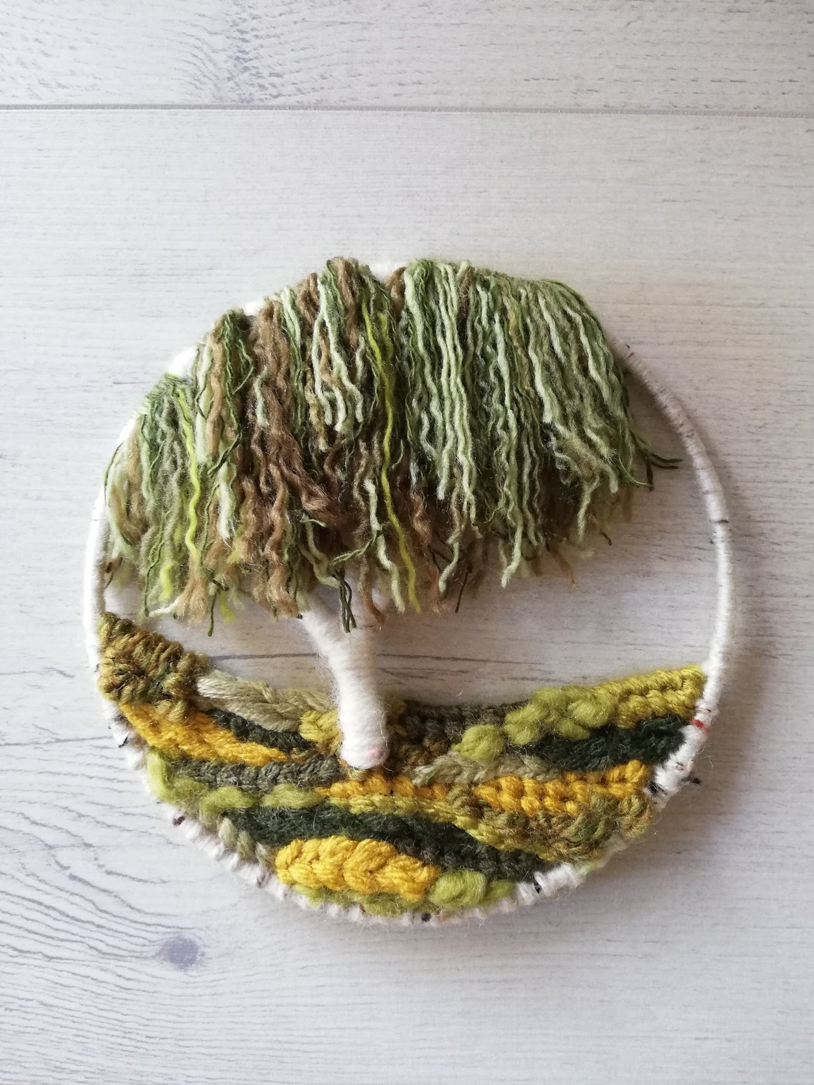 Small Silver Birch Woven Tree Hoop // Tapestry Wall Hanging / - Etsy