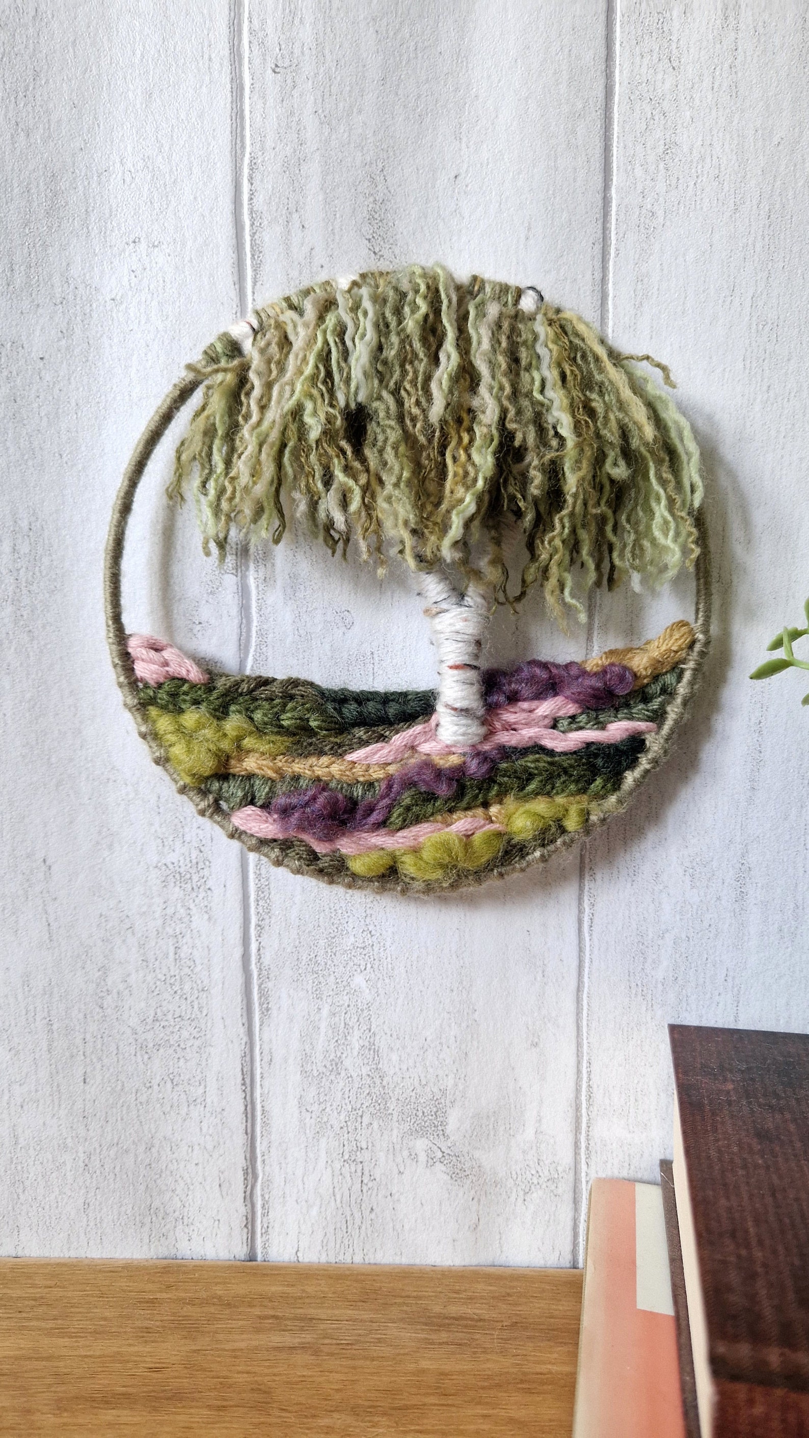 Small Silver Birch Woven Tree Hoop // Tapestry Wall Hanging / Circular ...