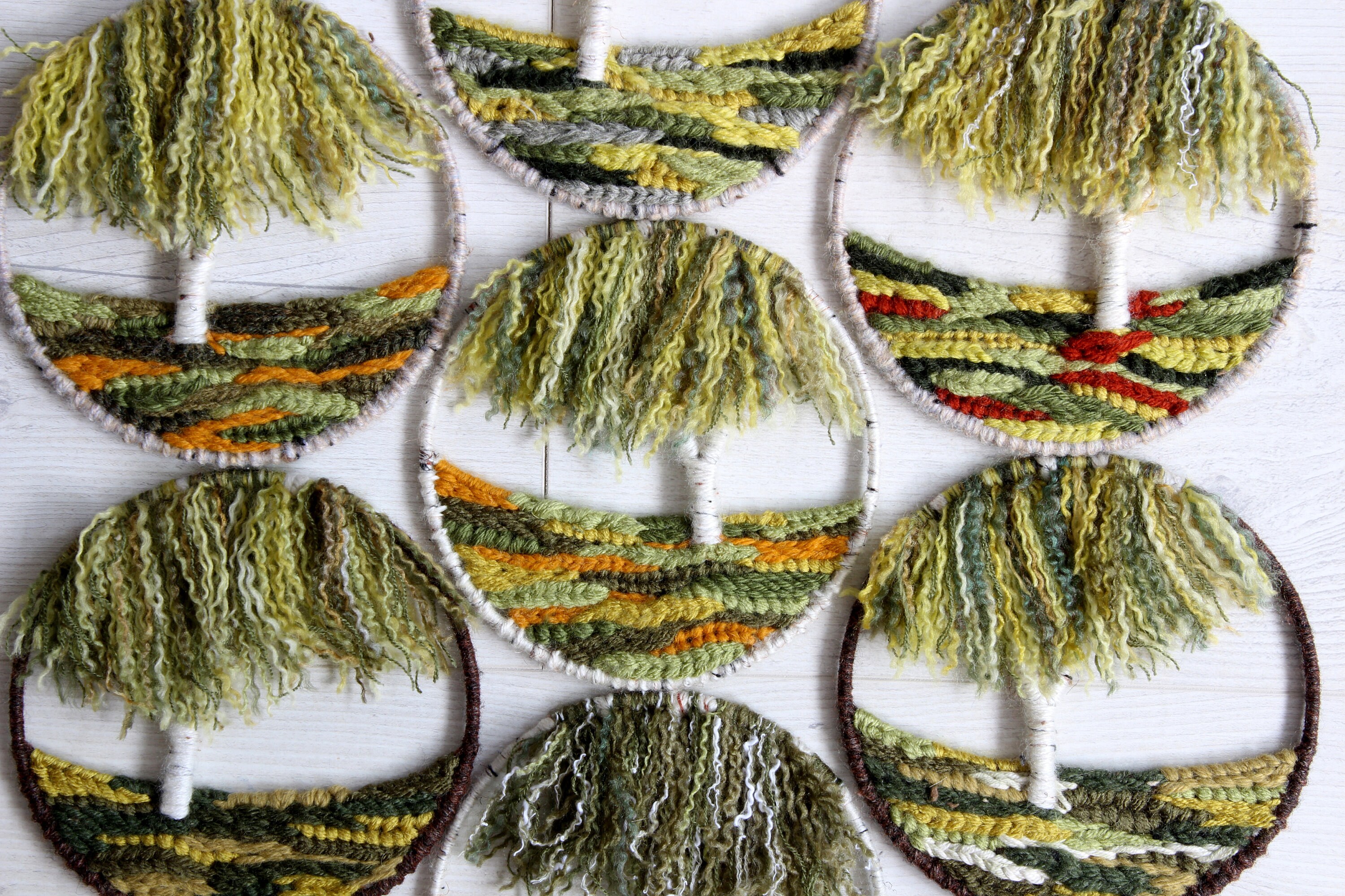 Small Silver Birch Woven Tree Hoop // Tapestry Wall Hanging / Circular ...