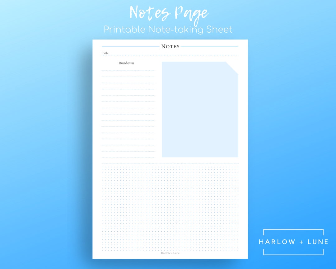 Cornell Notes Page, Note Taking Printable, Notes Paper, Notes Page, 3 ...