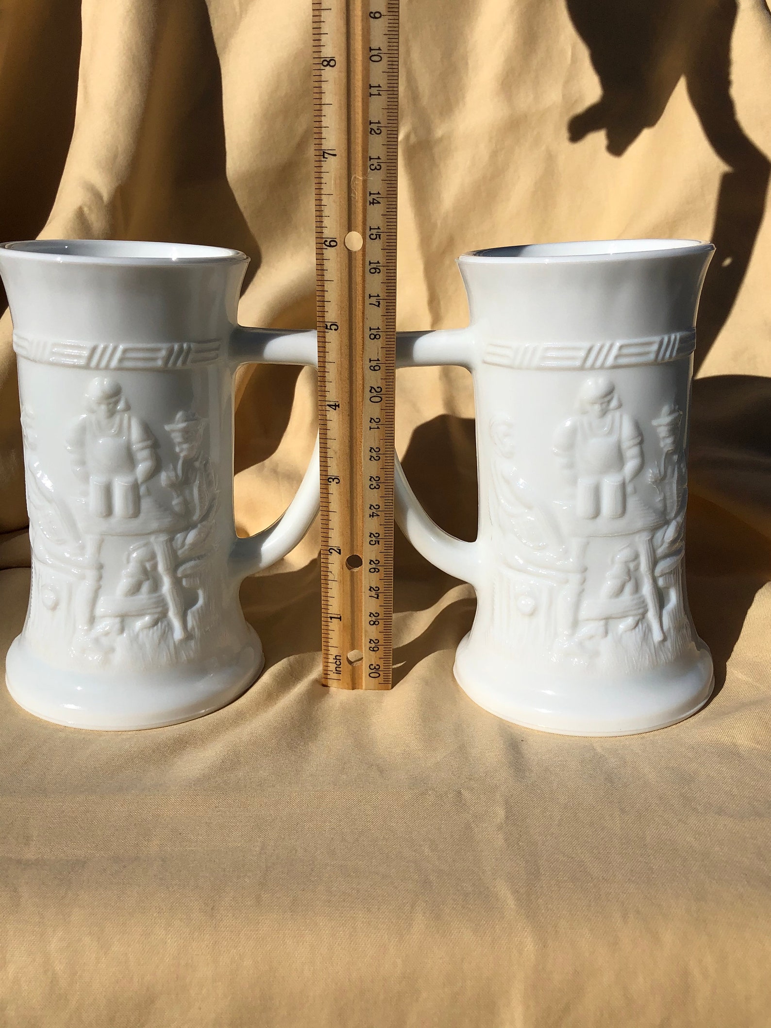 Pair Of Vintage Federal Milk Glass Steins Or Mugs Etsy Sweden