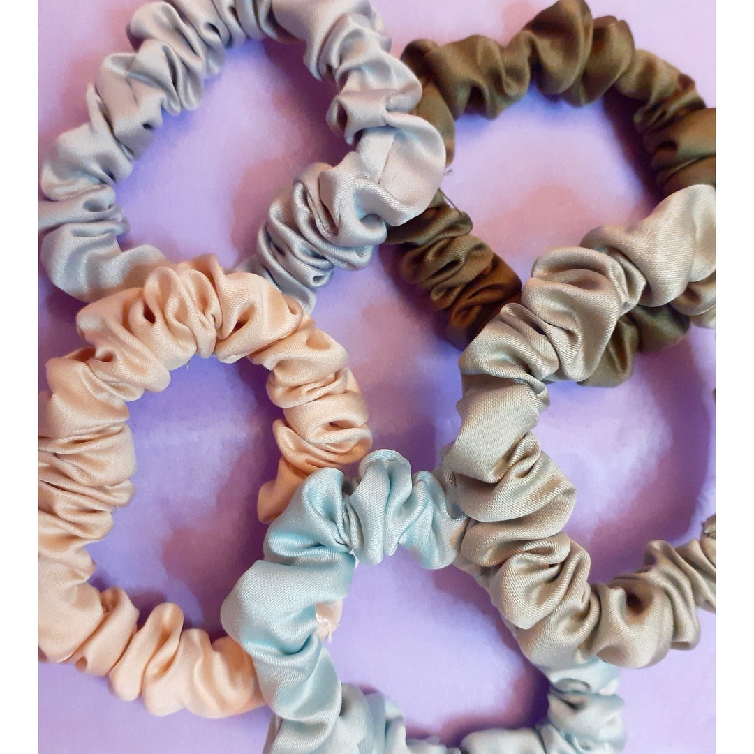 Scrunchie Box Blue Scrunchie Set Satin Scrunchies Thin - Etsy