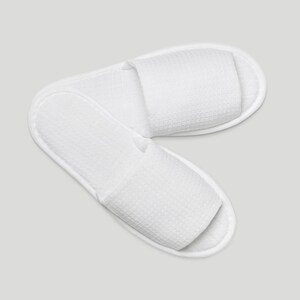 6 Pack White Waffle Open Toe Adult Slippers Luxury Salon SPA Massage ...