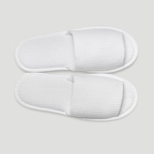6 Pack White Waffle Open Toe Adult Slippers Luxury Salon SPA Massage ...