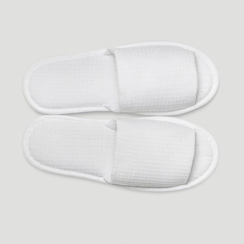 6 Pack White Waffle Open Toe Adult Slippers Luxury Salon SPA Massage ...