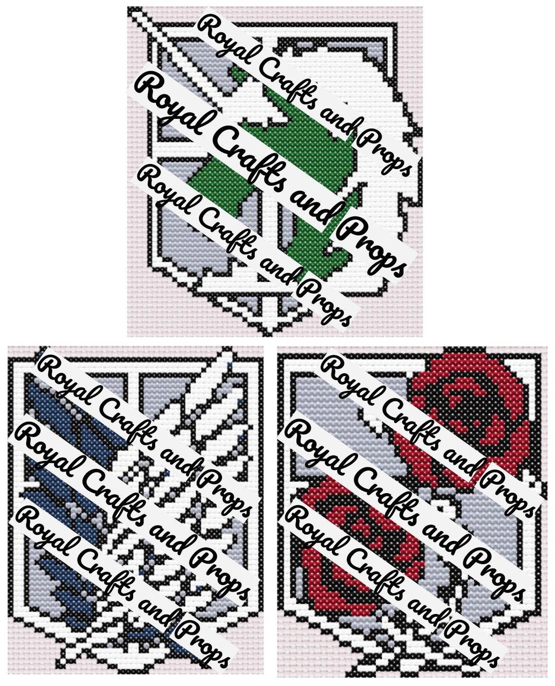 DIGITAL 3 for 1 Cross Stitch Patterns Attack on Titan Survey Corps ...