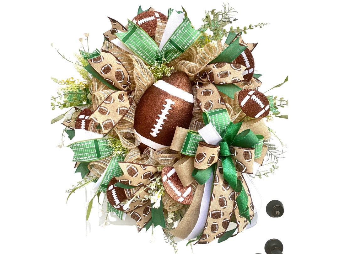Football Wreath for Front Door, Fall Football Wreath, Football Season ...