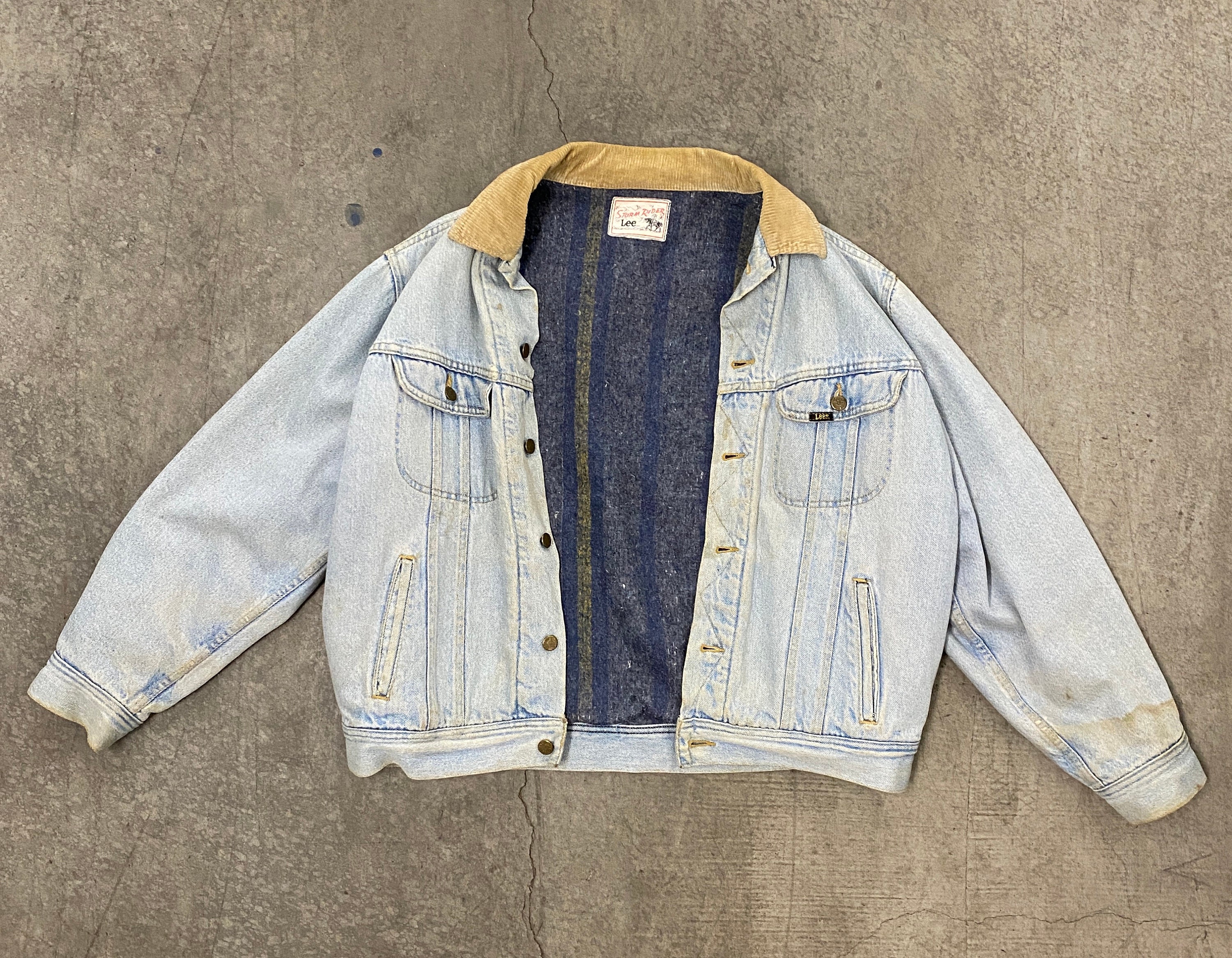 Vintage Lee Storm Rider Mens Jean Denim Corduroy Collar Vintage Lee Storm Rider Mens Jean Denim Corduroy Collar