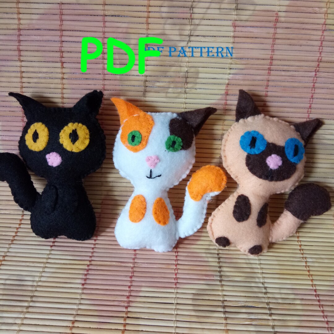 PDF Pattern Kittens Cat Friends Cat Felt Toy Patterned Cat Dollhouse ...