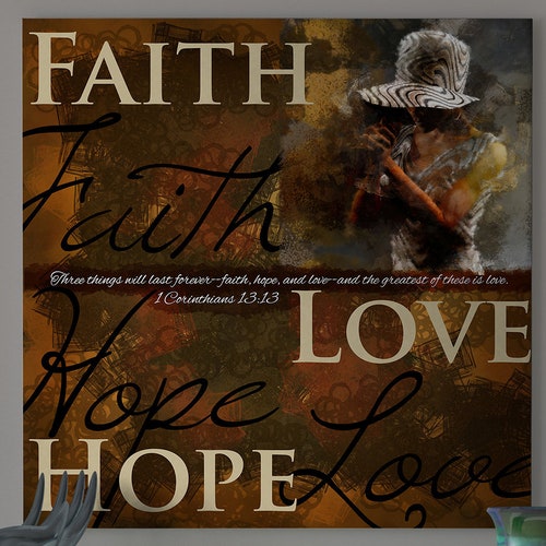 Faith Hope Love Inspirational African American Art Religious | Etsy