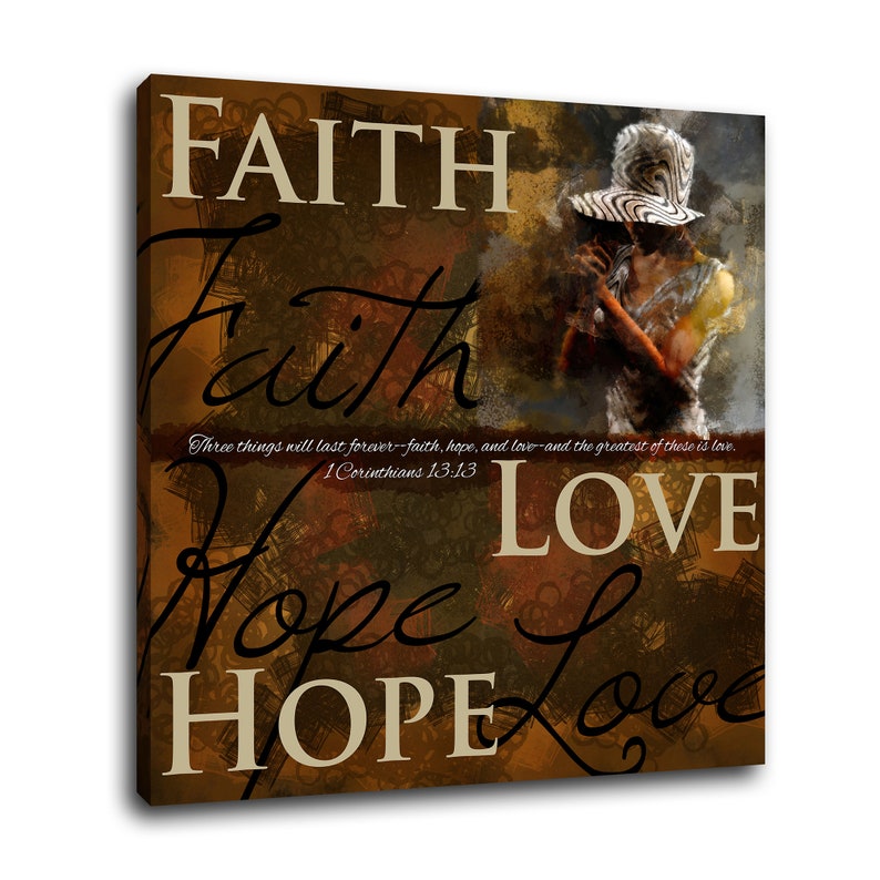 Faith Hope Love Inspirational African American Art Religious - Etsy