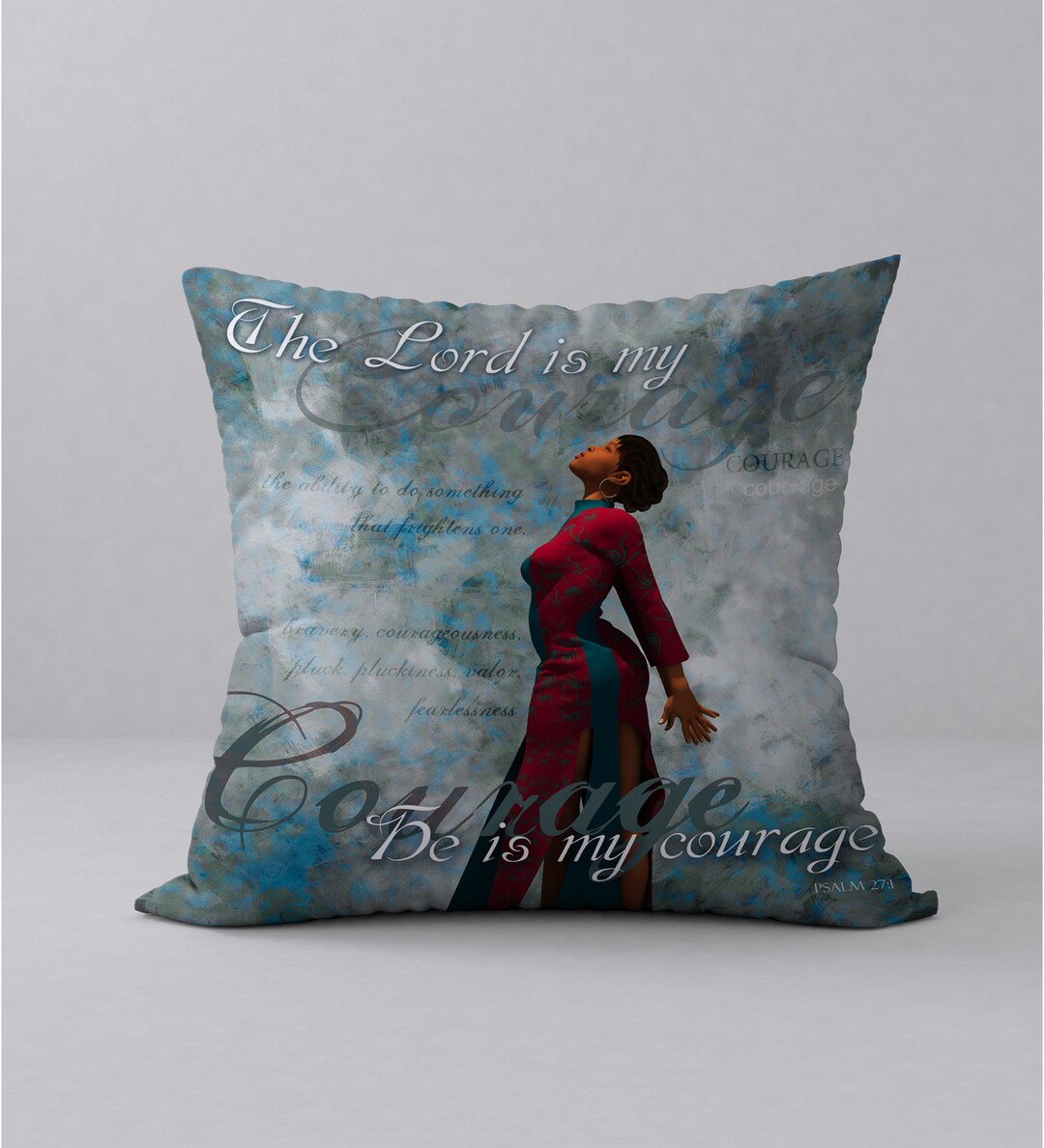 The Lord is My Courage Decorative Square Pillow Cover - Etsy