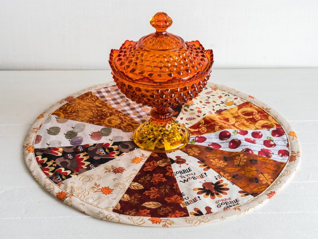 Fall Table Topper Quilted Handmade Patchwork Thanksgiving Centerpiece ...