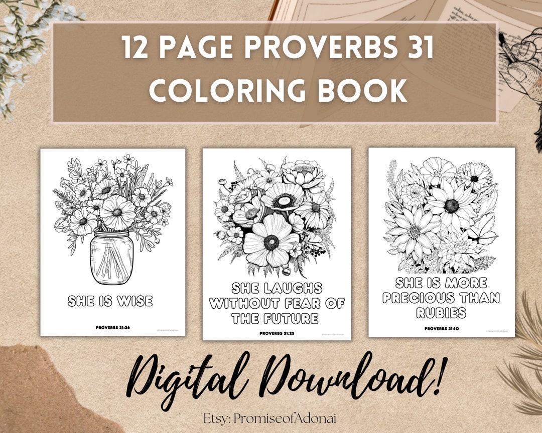 12-page Proverbs 31 Coloring Book, Proverb Affirmation Coloring, Bible ...
