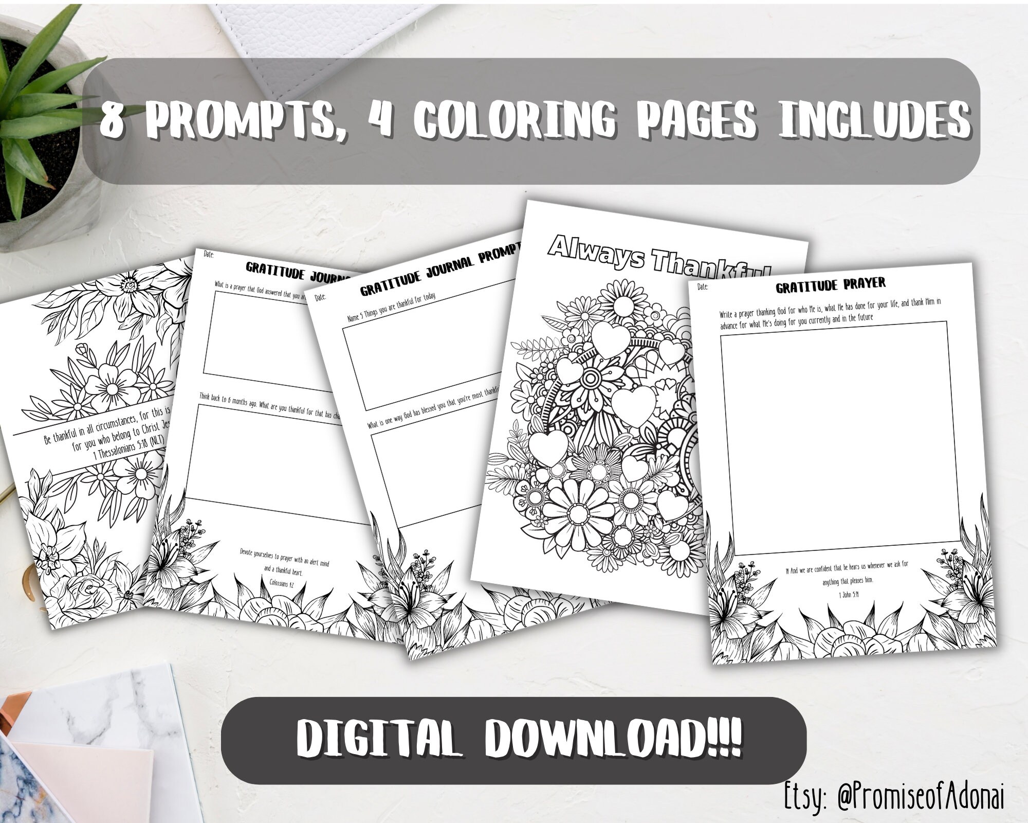 Gratitude Coloring Pages, Gratitude Journal, Printable Gratitude ...