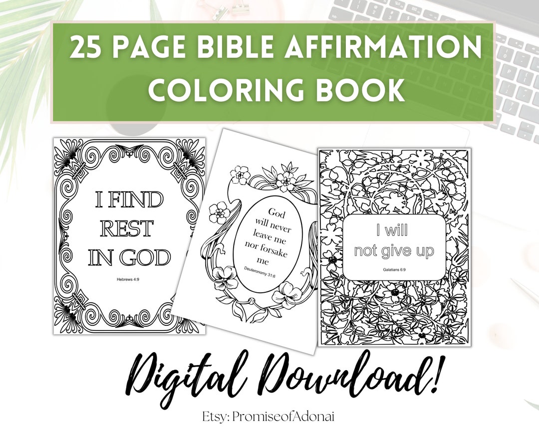 25-page Bible Affirmation Coloring Book, Proverb Affirmation Coloring ...